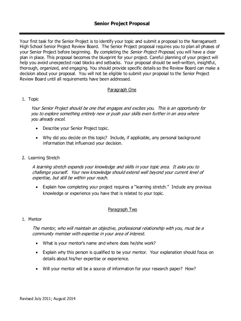Fillable Online A senior project about senior projectsNarragansett ...