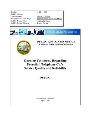Fillable Online docs cpuc ca (PUBLIC) A2211001 Public Advocates Office ...