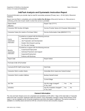 DVR-18212-E, Job/Task Analysis and Systematic Instruction Report. This ...