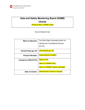 Fillable Online Data and Safety Monitoring Board (DSMB) Charter. a ...
