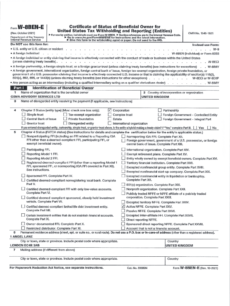 Fillable Online Filling out the W-8BEN and W-8BEN-E tax form (for ...