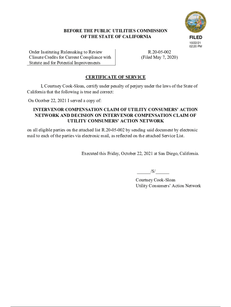 Fillable Online docs cpuc ca Order Instituting Rulemaking to Review ...