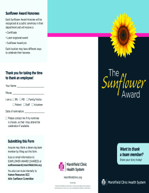 Fillable Online Introducing the STHS Sunflower Award, honoring non ...