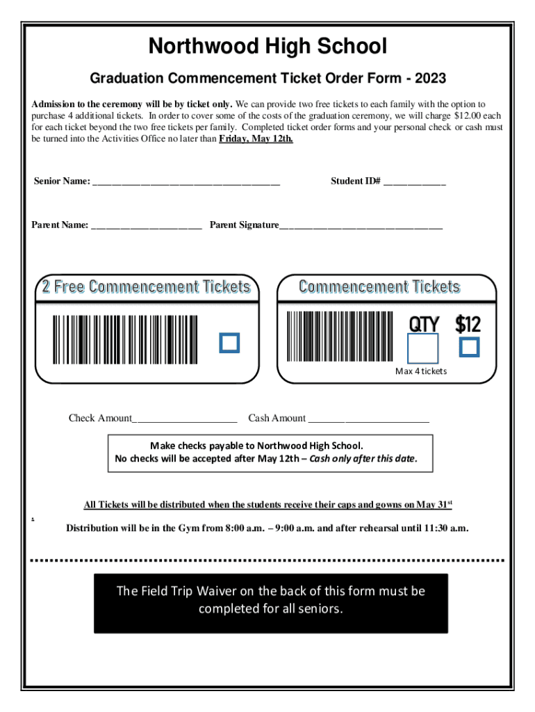Fillable Online Graduation Commencement Ticket Order Form - 2023 Fax ...