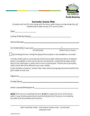 Fillable Online Sold Your Vehicle? Surrender License Plate Fax Email ...