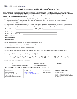 Fillable Online Provider Forms - the Medi-Cal Dental Program - CA.gov ...