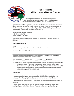 Fillable Online Banner Content and Specifications 1. The Military Honor ...