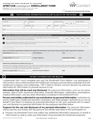 Fillable Online APRETUDE (cabotegravir) Enrollment Form. APRETUDE ...