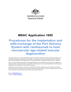 Fillable Online MSAC Application 1695 Procedures for the implantation ...