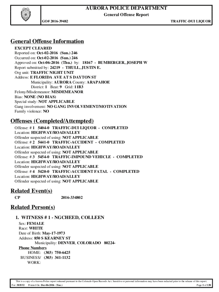 Fillable Online Aurora Police Department Mission Statement Fax Email ...