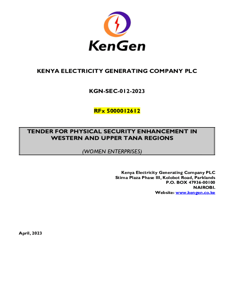 Fillable Online Kenya electricity generating company tenders Fax Email Print - pdfFiller
