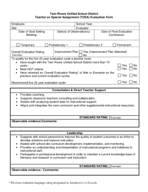 Fillable Online Evaluation, Goals and Observation Forms Fax Email Print - pdfFiller