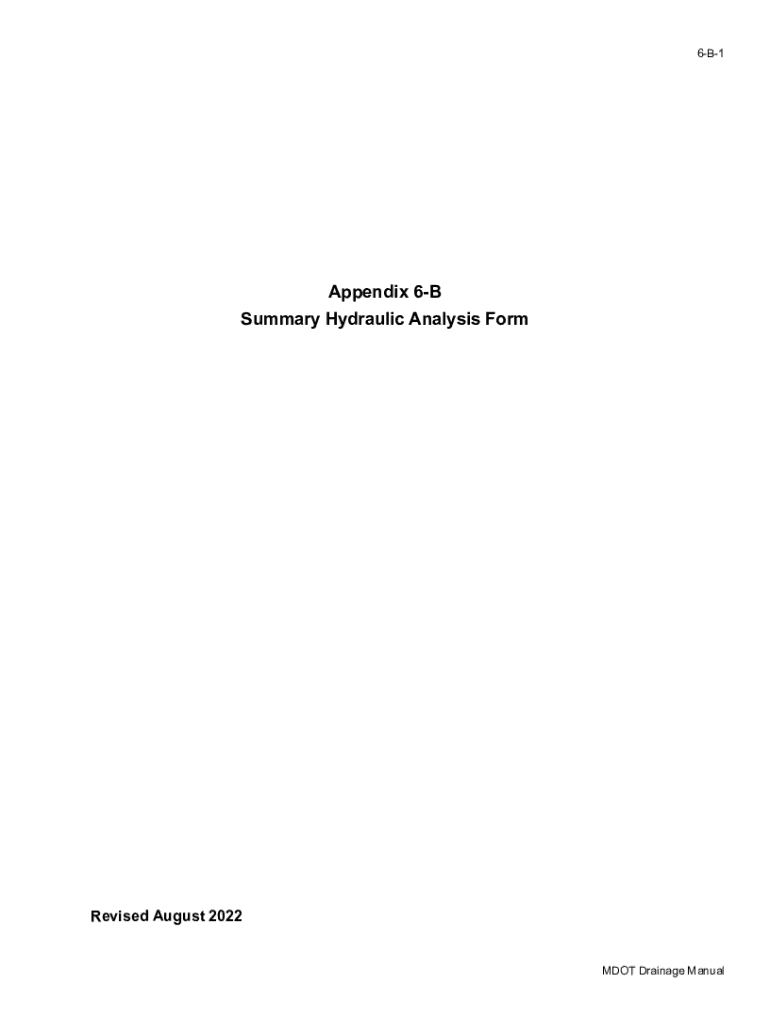 Fillable Online Appendix 6-B Summary Hydraulic Analysis Form Fax Email Print - pdfFiller