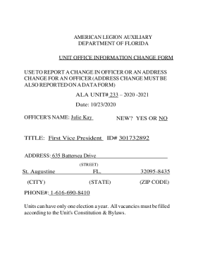 Fillable Online AMERICAN LEGION AUXILIARY DEPARTMENT OF FLORIDA ... Fax ...