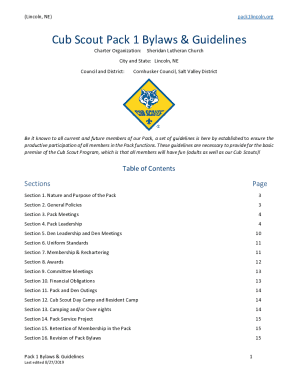 Fillable Online Cub Scout Pack 1 Bylaws & Guidelines Fax Email Print ...