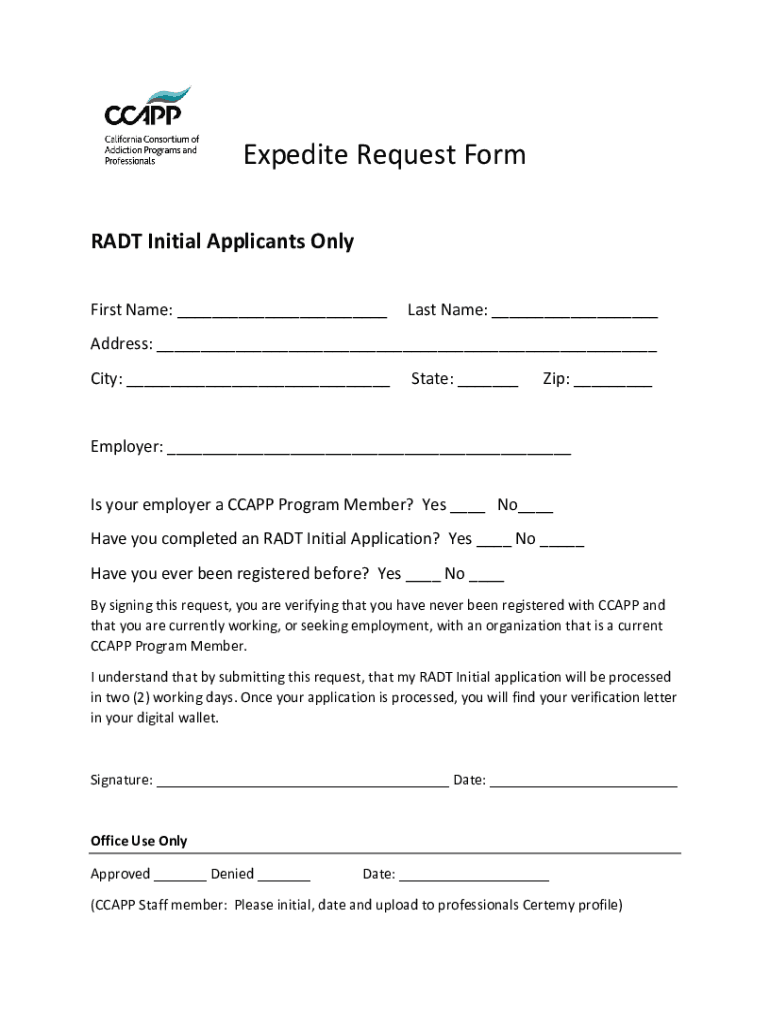 Fillable Online Expedite Request Form Fax Email Print - pdfFiller