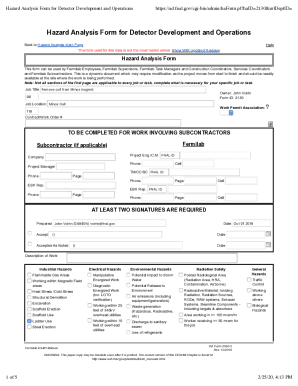 Fillable Online Hazard Analysis Form for Detector Development and ...