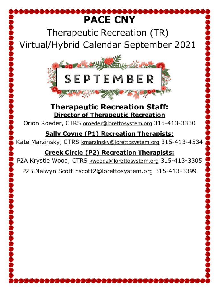 Fillable Online PACE CNY Therapeutic Recreation (TR) Virtual/Hybrid ...