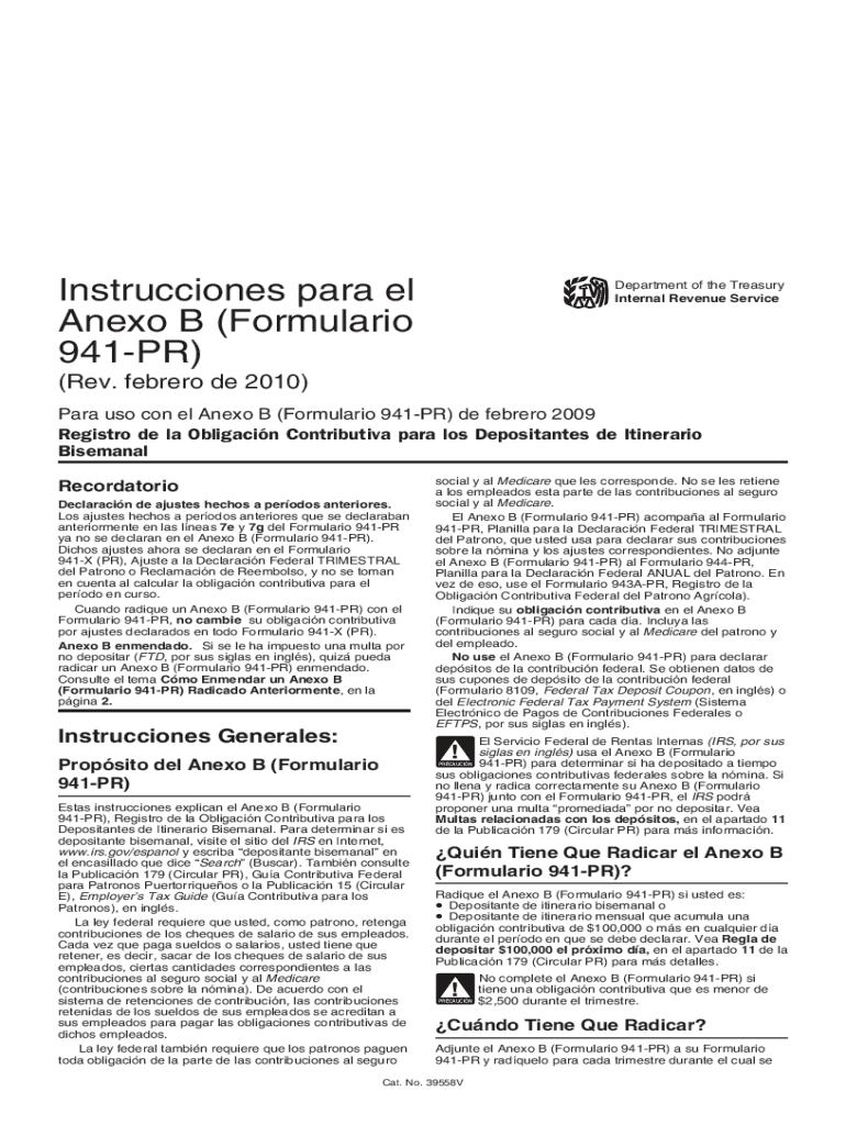 Completable En línea Anexo B, (Forma 941 PR)Registro de la Obligacion ...