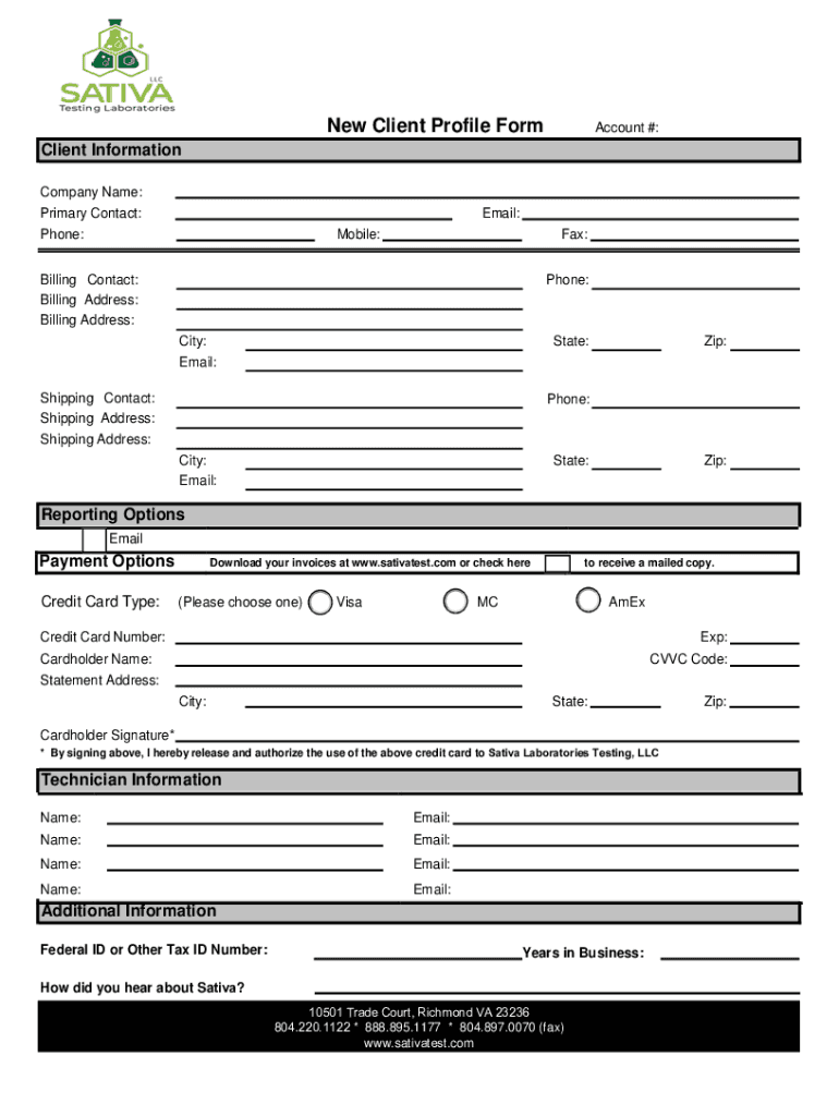 Fillable Online Business Client Profile Form Template Fax Email Print ...