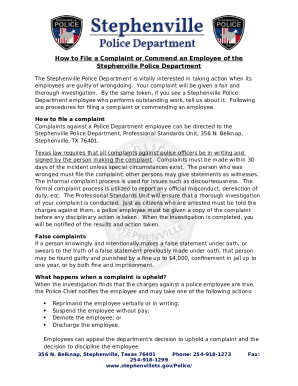 Stephenville Police Department Professional Standards Division Doc ...