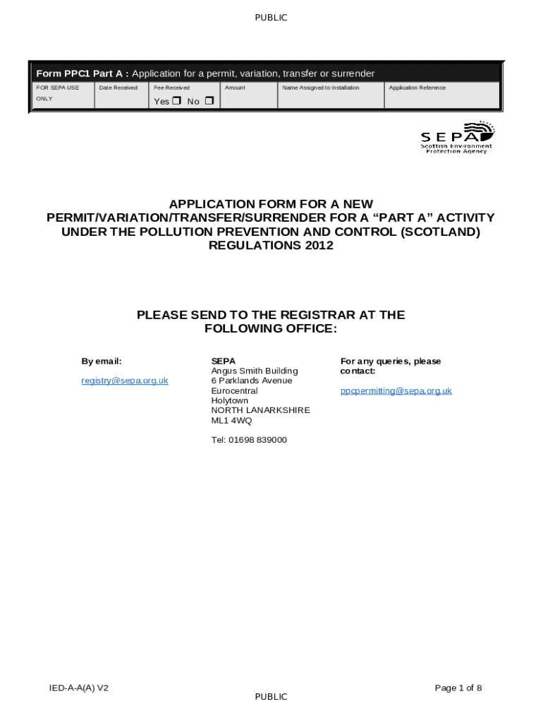 Get the free PPC Permit Application Part A Doc Template | pdfFiller