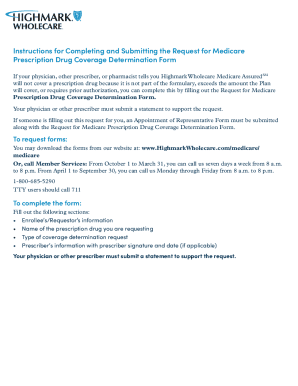 Fillable Online Request for Drug Coverage Determination Form ...