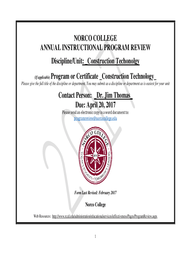 Fillable Online Annual Instructional Program Review Fax Email Print ...