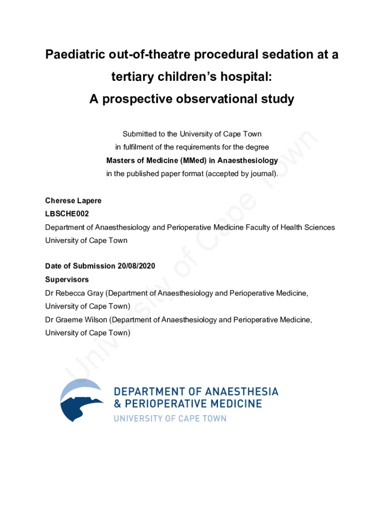 Fillable Online open uct ac Paediatric out-of-theatre procedural ...