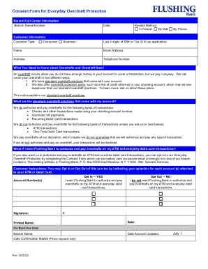 Fillable Online Consent Form for Everyday Overdraft Protection Fax Email Print - pdfFiller