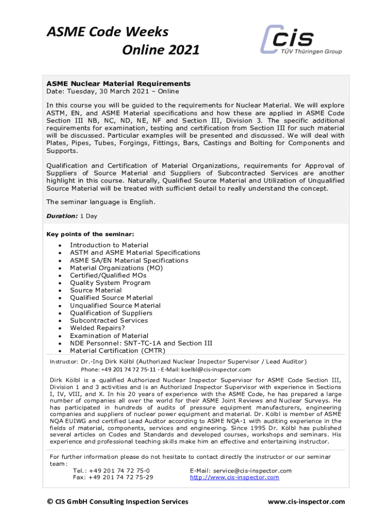 Fillable Online ASME BPV Code Section III, Div 1 Nuclear Facility ...