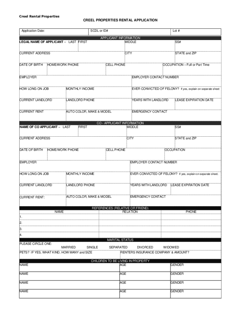 Fillable Online Texas rental application form pdf Fax Email Print ...