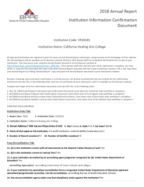 Fillable Online 2018 Annual Report Institution Information Confirmation ...
