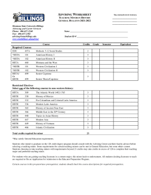 Fillable Online Advising Worksheet Fax Email Print - pdfFiller