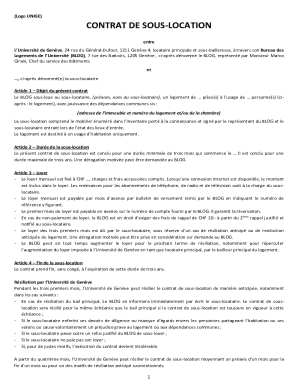 Remplissable En Ligne Contrat de sous-location - mise en page Fax Email ...
