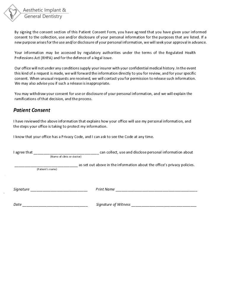Fillable Online Patient Privacy Consent Form Fax Email Print - pdfFiller