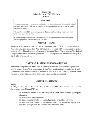 Fillable Online Illinois Pta Bylaws For Local Pta Ptsa Units - PDF Free ...