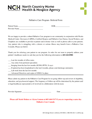 Fillable Online Palliative Care Program- Referral Form Fax Email Print ...