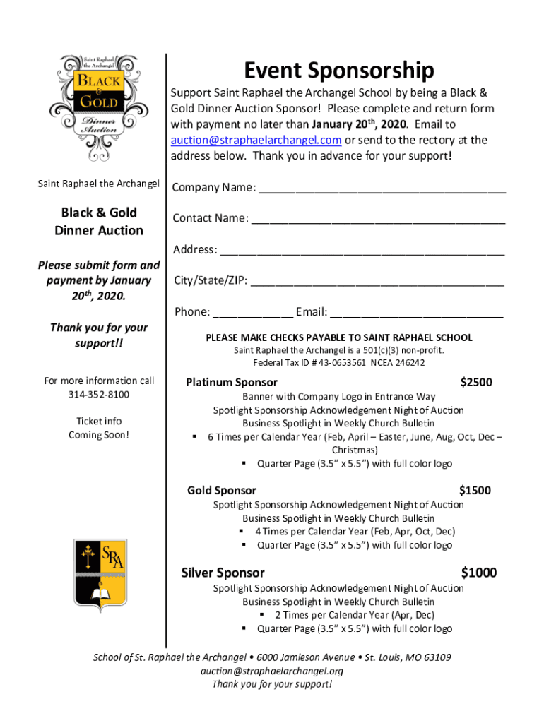 Fillable Online Event Sponsorship - St Raphael the: Fill out & sign ... Fillable Online Event Sponsorship - St Raphael the: Fill out & sign ...