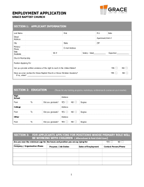 Fillable Online North Florida Baptist Church, Inc. Employment ...