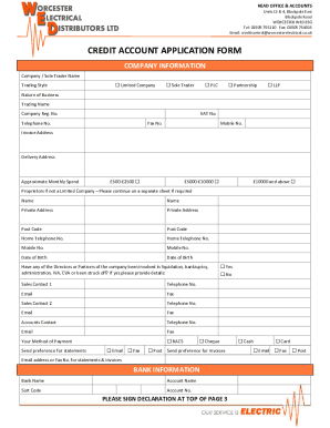Fillable Online 2019 WED Credit Account Application Form Fax Email ...