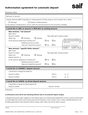 Fillable Online Authorization agreement for automatic deposit Fax Email ...