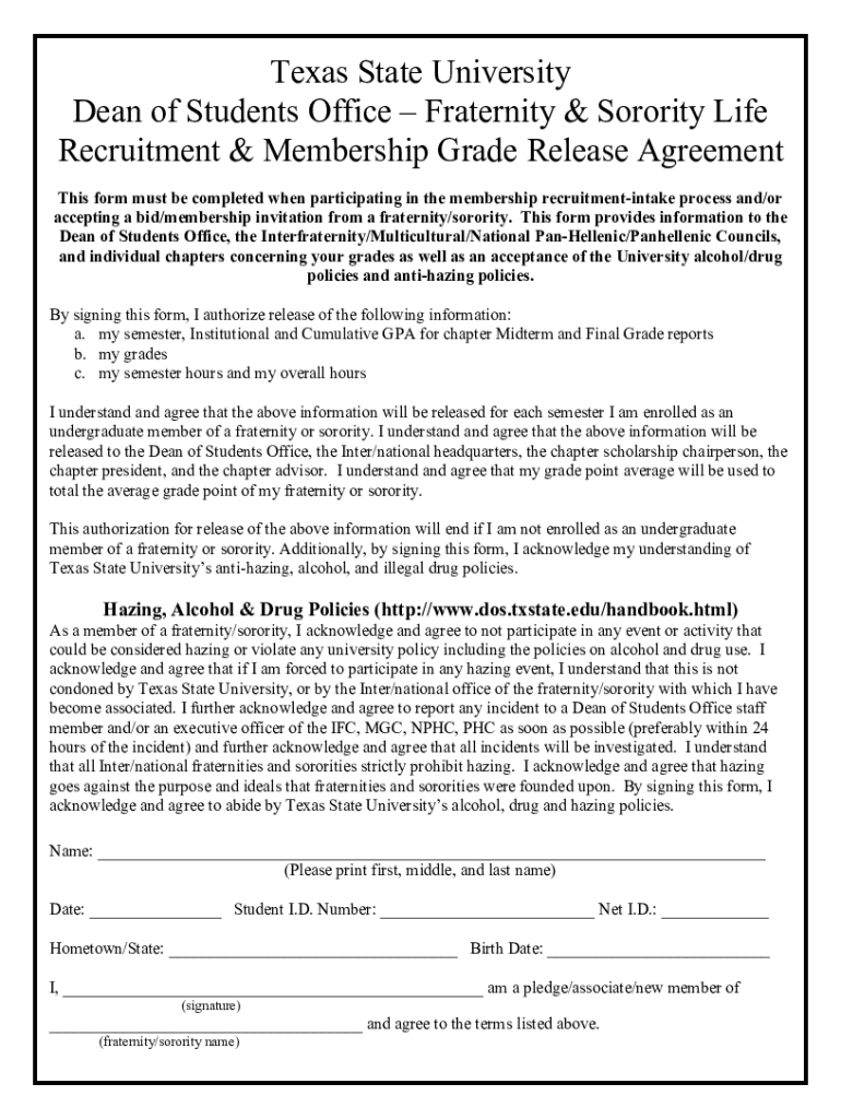 Fillable Online Contact Us - Dean of Students Office - Texas State ...