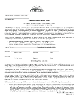 Fillable Online Get TENANT AUTHORIZATION FORM ASSIGNMENT OF Fax Email ...