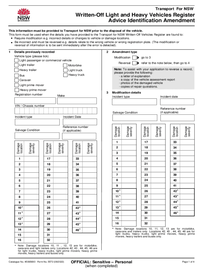 Fillable Online Written-Off Light and Heavy Vehicles Register Advice ...