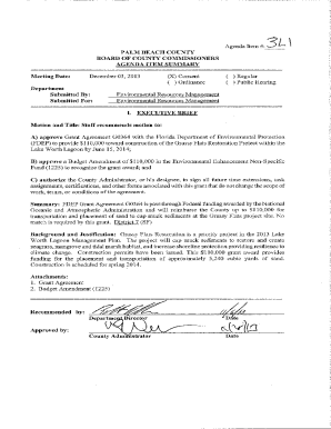 Fillable Online A) approve Grant Agreement G0364 with the Florida ...