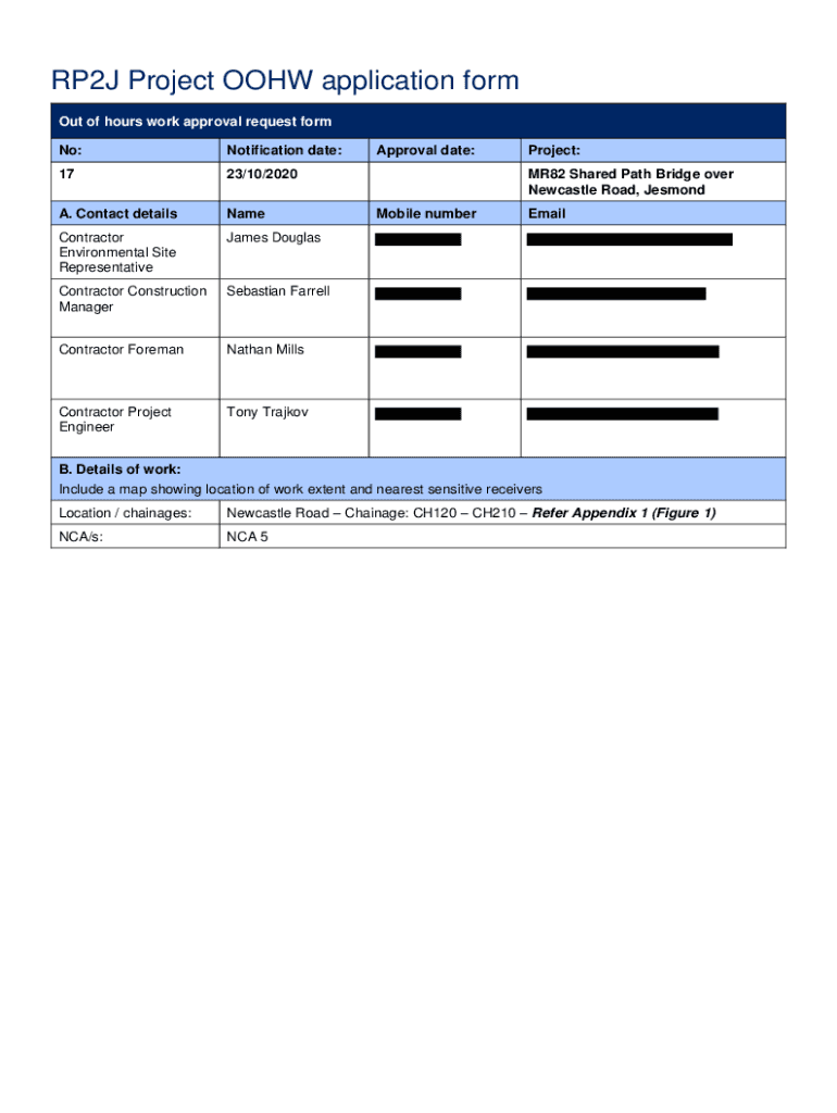 Fillable Online RP2J Project OOHW application form. RP2J Project OOHW ...