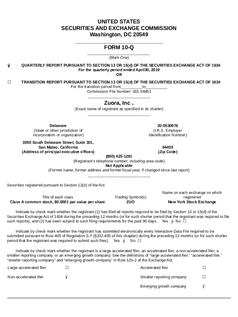 ZUORA INC ( - cloudfront.net Doc Template | pdfFiller