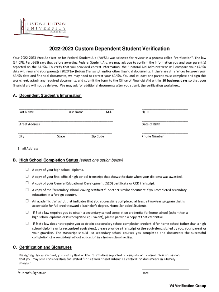 Fillable Online What is a verification worksheet for fafsa - Gaceta Social Fax Email Print ...