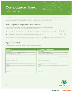 Fillable Online Compliance Bond Refund Application Form Fax Email Print ...